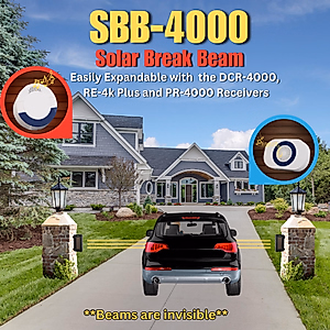 Dakota Alert SBB-4000 Solar Break Beam Driveway Alarm Sensor - Long Range, Outdoor, Weatherproof, Up to 1 Mile Wireless Range - Compatible with Any Dakota Alert 4000 Series Receivers