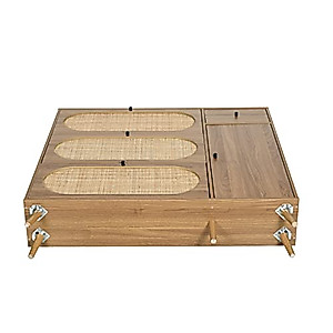 Henf Rattan Shoe Cabinet, Modern Shoe Cabinet Rack with 3 Flip Drawers and Storage Cabinet, Freestanding Shoe Rack Storage Organizer Narrow Shoe Cabinet for Entrance Hallway(Walnut)