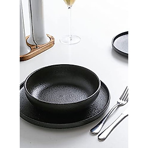 Ghaexui Ceramic Pasta Bowls, Salad Bowls, Large Serving Bowl Set - 35 Ounce, Set of 4, Matte Black