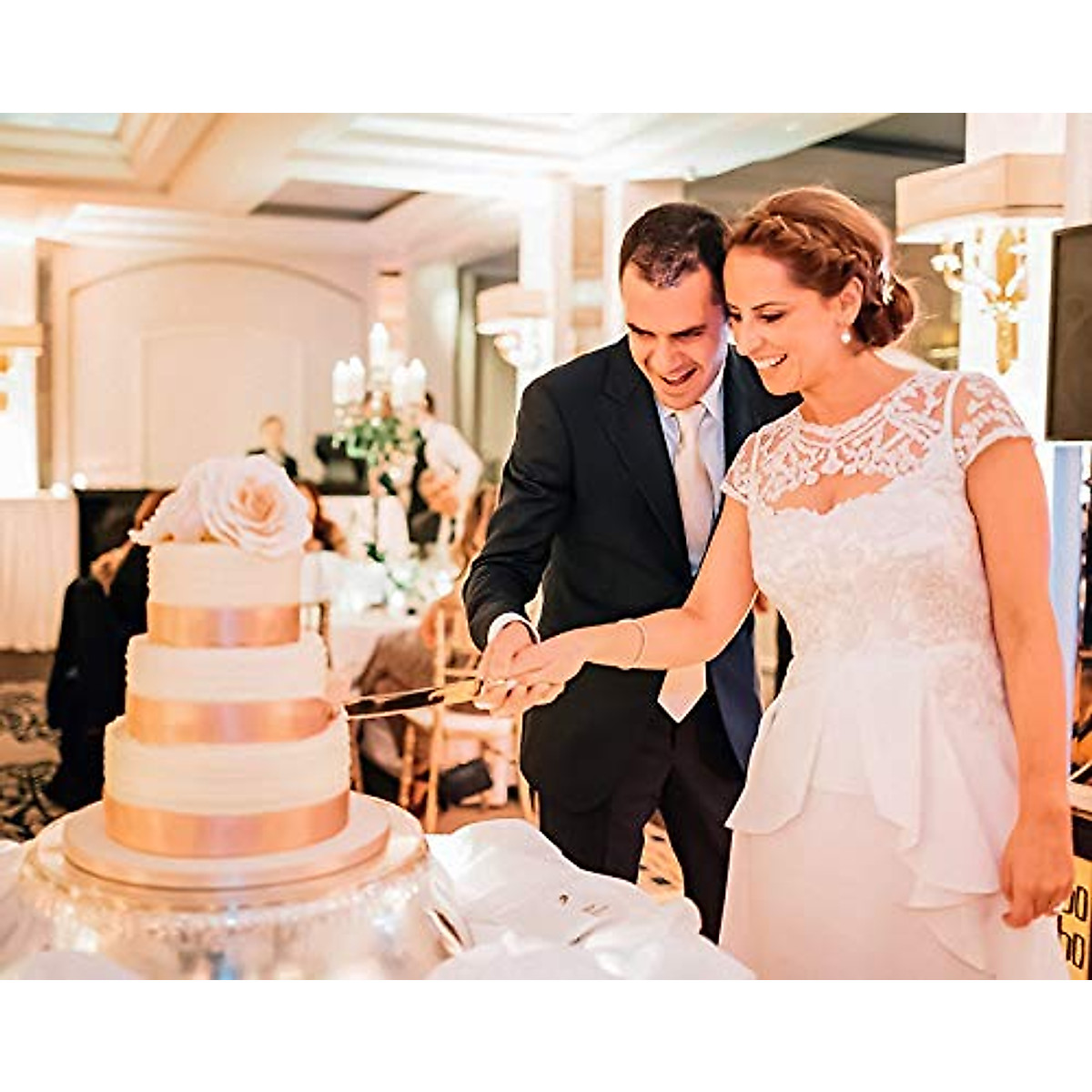 Elegant Rustic Cake Server and Knife Set with Beautiful Leaf Design, Ideal Cake Cutting Set For Wedding Party's and Elegant Events, 2 Piece Silver Twig Pie Server Set…