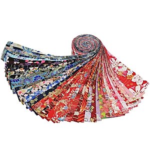 pizarra 40 PCS Jelly Cotton Fabric Quilting Strips DIY Sewing Craft Fabric Bundle Patchwork Supplies 6.5X50cm
