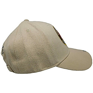 US United States Marine Corps U.S.M.C. Round Emblem Logo Khaki Adjustable Embroidered Cotton Hat Cap - Officially Licensed