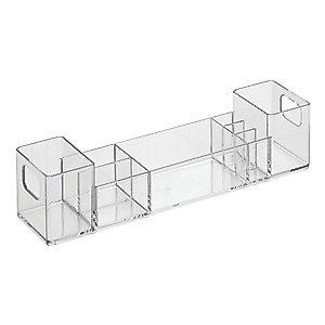 iDesign Clarity 12" Bathroom Vanity Countertop Multi Level Organizer for Cosmetics, Makeup, Vitamins, Medicine - Clear