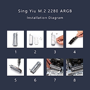 XMSJSIY ARGB M.2 Heatsink Cooler M.2 SSD Solid State Disk Radiator 5V 3Pin ARGB Double-Sided Heat Sink with Thermal Silicone Pad for SATA NVMe NGFF M.2 2280 SSD