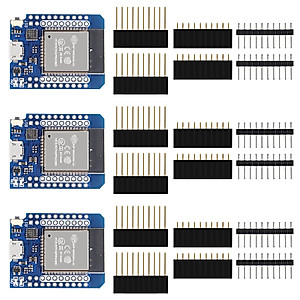 ACEIRMC D1 Mini NodeMCU ESP32 ESP-WROOM-32 WLAN WiFi Bluetooth IoT Development Board 5V Compatible for Arduino (3pcs)