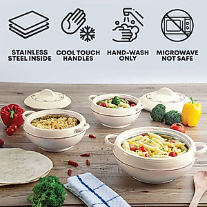 Asian Ambiente Large Food Warmer Hot Pot Set Of Insulated Casseroles 6 8 And 10 Litre