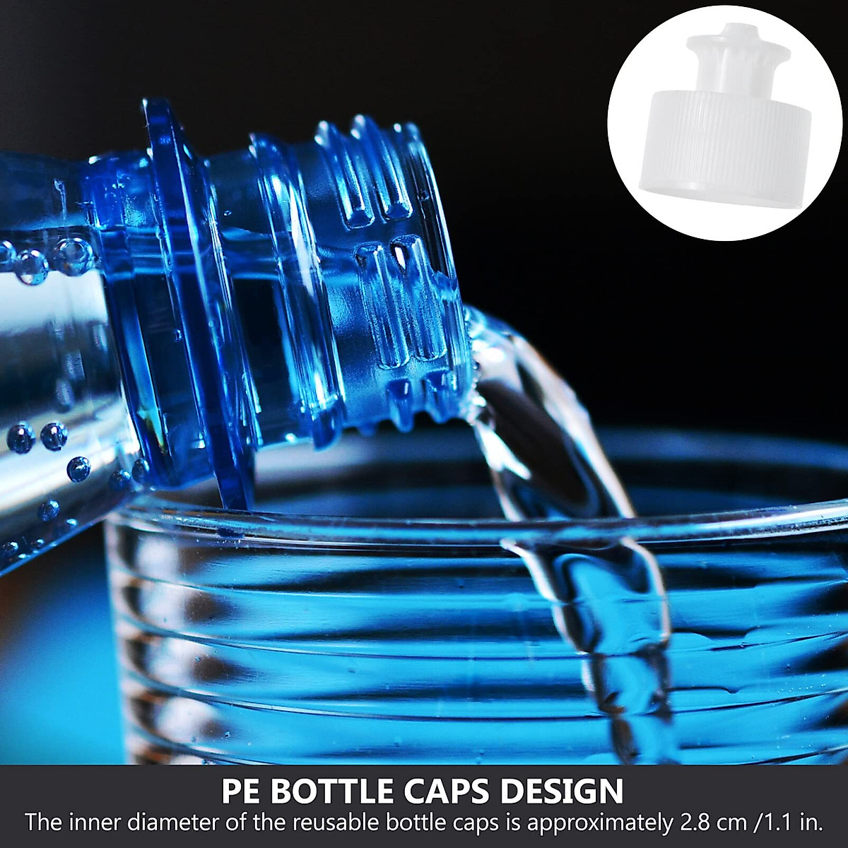 SEWACC 20Pcs Push Pull Caps for Bottles 28 mm Plastic Water Bottle Cap Sport Bottle Lid Replacement Caps for Camping Sports Drinking Bottles