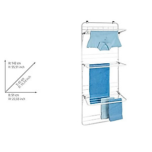 WENKO 63010100 Over The Door Laundry Dryer - Clothes Stand for Hanging up, Powder-Coated Metal, 51 x 142 x 41 cm, White