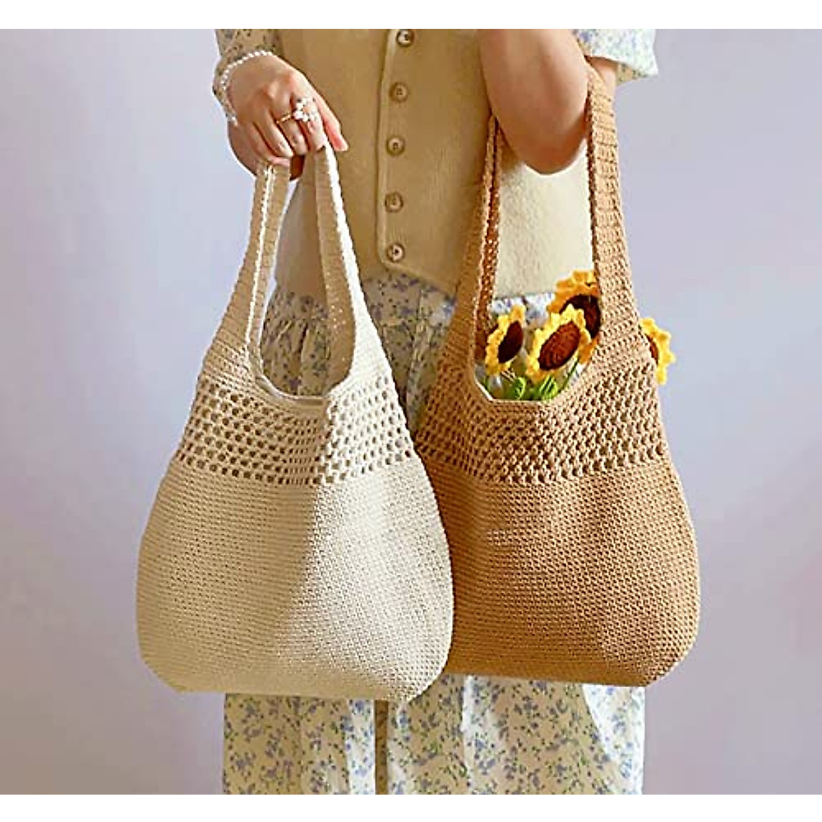 JI YA LI Handwoven Straw Vintage Purse Bag Soft Straw Beach Bag Handbag Shoulder Bag Boho Beach Sea Tote Basket Rattan Vacation Bag