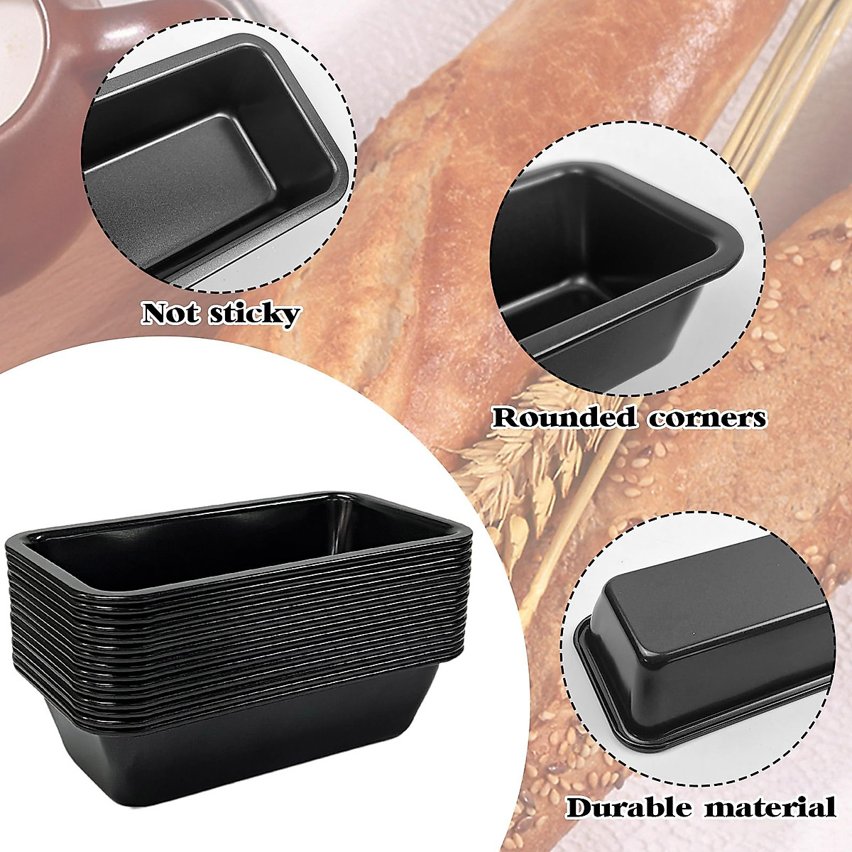 Foxtell 15 Pcs Nonstick Carbon Steel Baking Bread Pan Mini Loaf Pan for Baking Bread Small Banana Bread Tins Non Stick Tiny Meatloaf Pan for Homemade Bread Kitchen Baking Pan Tin, 6.1 x 3.3 x 2.1