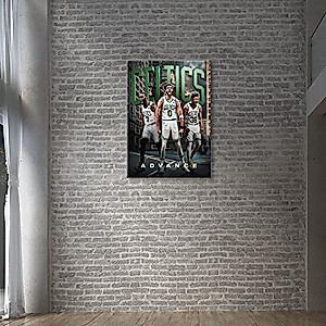 Boston Celtics Posters Walls Jayson Tatum Jaylen Brown Marcus Smart Poster Basketball Champion Wall Art Sports Superstar Poster Canvas Home Office A Unique Gift Sports Fans, Men, Teens 12x18''