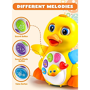 JOYIN Baby Toys Duck, Infant Musical Toys 18+ Months, Tummy Time Toys with Music & Lights, Light Up Learning Toys, Dancing Crawling Baby Toy, Baby Easter Basket Stuffers Gifts