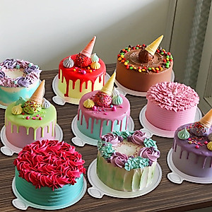 SEUNMUK 400 Pack 3.5 Inch Round Silver Cardboard Mousse Cake Base Mini Round Cake Base, Food Grade Grease-Proof Disposable Silver Cake Cardboard