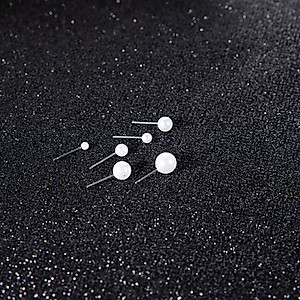 SUNSCSC Women's Stainless Steel Round Clear Cubic Zirconia Pearl Stud Earrings Gift 12 Pairs (White)