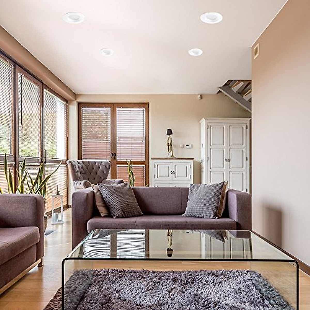 5"/6" LED Integrated Retrofit Recessed Lighting Kit, 11 Watts, Energy Star, Dimmable, Damp Rated, Ridged Baffle, White Finish,91148