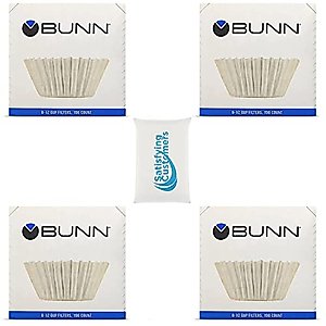 BUN Coffee Filter – 4 PK - 100 PCS per Pack – Taller – Flat Bottom Liner – Quality Paper for Most Coffee Makers – Aromatic Brew – with Satisfying Customers Travel Tissue Pack (4PK)