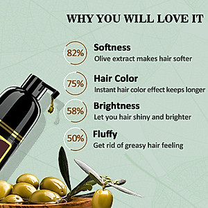 Natural Chestnut Brown Hair Dye Shampoo 3 in 1, Instant Brown Hair Shampoo, Long Lasting Hair Color Shampoo, Shampoo Para Canas Mejur,Shampoo Hair Dye Colors in Minutes(Chestnut Brown)