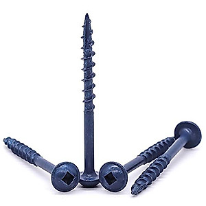 #8 x 2 Pocket Screws Square Drive Washer Head Self Tapping Screws Wood Screws, Blue-Kote Finish, Coarse Thread, Pack of 100