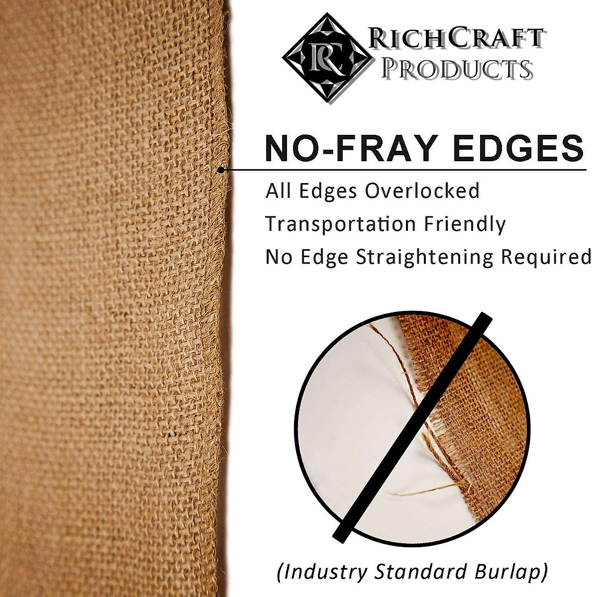 12" x 10yd NO-FRAY Burlap Roll ~ 3 - 5 Table Runners ~ Natural Long Fabric with Finished Edges. Perfect for Weddings, Placemats, Crafts. Decorate Without The Mess!