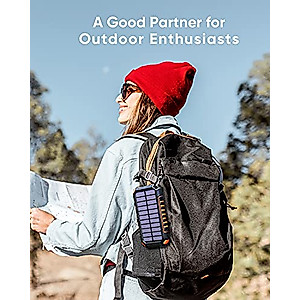 Riapow Solar Charger 30000mAh High Capacity Solar Power Bank with Built-in USB C & USB Input Cables, Fast Charge Portable Phone Charger with 5 Outputs & 2 Inputs for iPhone Samsung Tablet