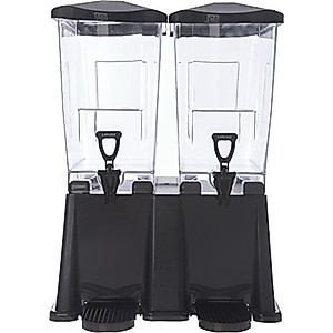Carlisle FoodService Products Trimline Double Base Rectangular Drink Dispenser with Spigot for Catering, Buffets, Restaurants, Polycarbonate (Pc), 3.5 Gallons, Black