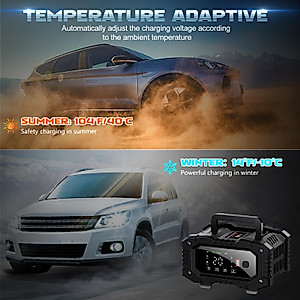 ABLY Battery Charger 20A 12V/24V LiFePO4 Lead Acid Fully Automatic Battery Maintainer, Car Battery Trickle Charger Automotive w/Battery Repair, Winter Mode, for AGM, STD, Gel, Deep Cycle Batteries