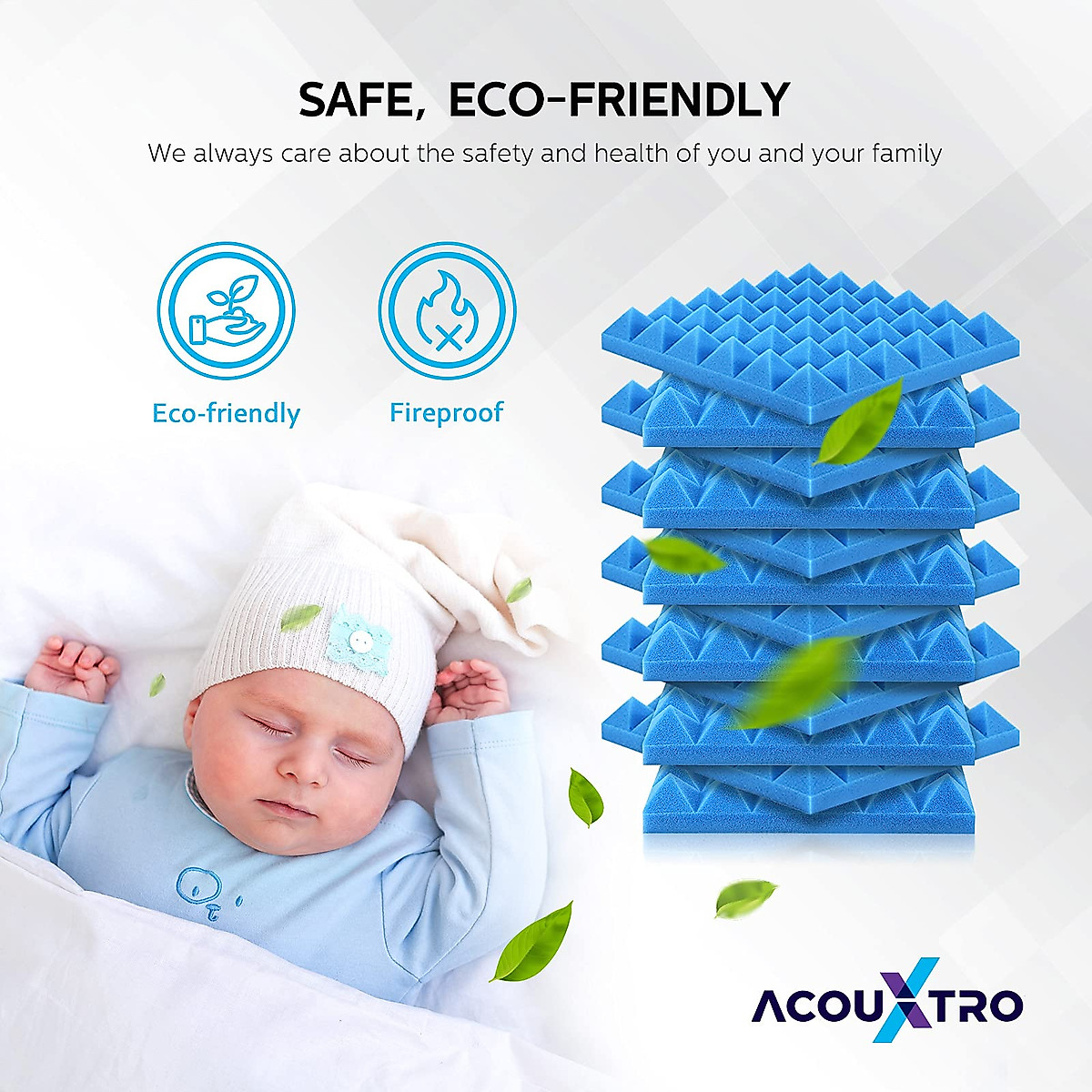 Acoustic Foam Panels with Self Adhesive 24pcs, 12"x12" x2" Soundproof Sound Insulation Absorbing Foam Panels, Studio Wedge Tiles Padding for Music Gameroom Bedroom, Acoustical Wall Panels