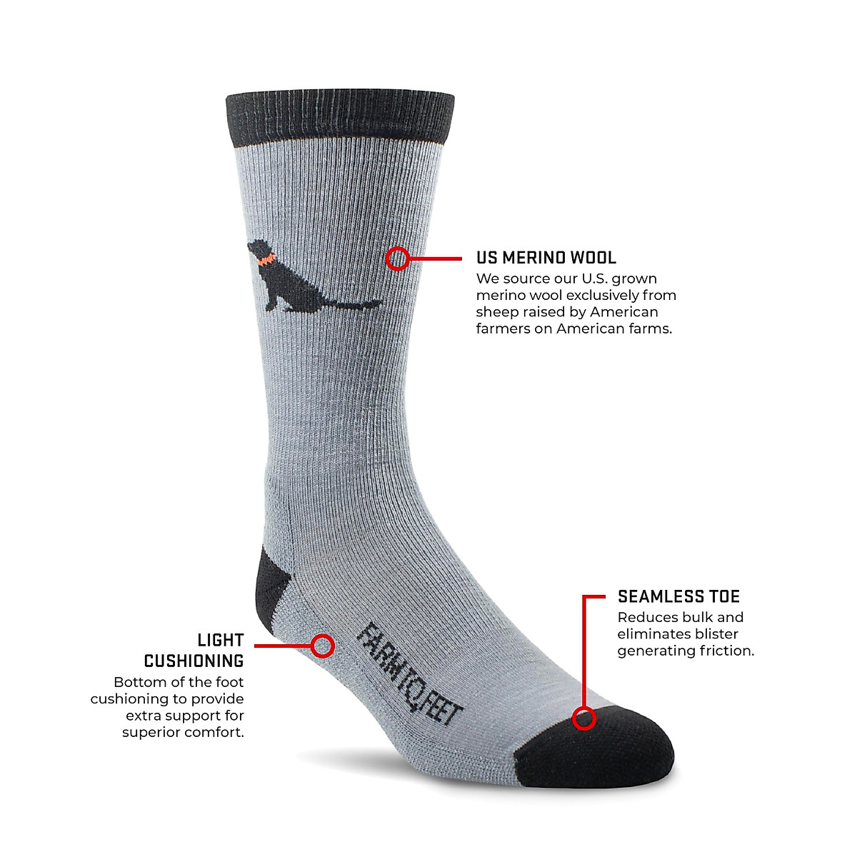 Farm to Feet Sunderland All Season Merino Wool Crew Socks (Medium, Yellow)