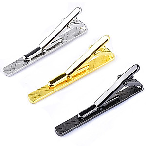 3Pcs Tie Clips for Men Classic Tie Bar Black Silver Gold Tie Clip for Wedding Business Father's Day Gifts