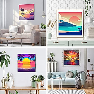 weharnc 4 Pack Paint by Number for Adults Landscape-Paint by Numbers for Adults Beginner,Seaside Sunset Scenery Paint by Number Perfect for Gift Home Wall Decor(8x8inch)