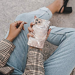 BURGA Phone Case Compatible with Samsung Galaxy Note 10 - Hybrid 2-Layer Hard Shell + Silicone Protective Case -Nude Shades Marble Brown Seashell Pearl Serene - Scratch-Resistant Shockproof Cover