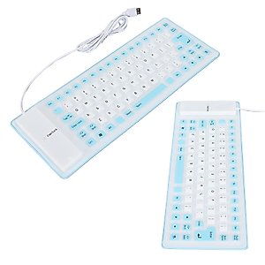 Silicone Keyboard, Foldable Flexible Keyboard USB Wired Gaming Keyboard, 85 Keys, Fully Sealed Design, Roll-up Silent Soft Keyboard, Waterproof, Dustproof for PC Notebook Laptop(Blue)