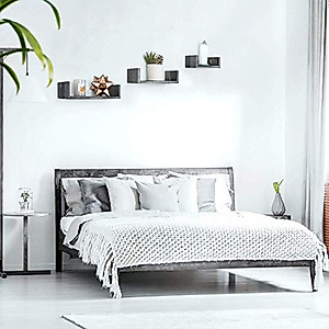 Under.Stated Floating Shelves U Shaped, Rustic MDF with PVC Wall Mounted Display Rack, Multi-Purpose Hanging Shelves Set of 3 (Rustic Grey)