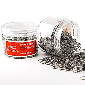 Paper Clips, 2-Pack Paperclips, Paper Clip, Silver Paper Clips, Suitable for Office, School, and Daily use, Also Used for Daily DIY, Paperclip, Tontomtp Paper Clips 200pcs 29mm per Container(Silver)