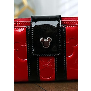 Disney Mickey and Minnie Embossed Wallet,Red and Black patent,One Size