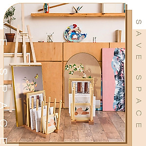 Ctosree 2 Pcs Wood Art Storage Rack Art Drying Rack Display Canvas Storage Canvas Rack Art Storage Holder Stand for Drawing Canvas Board Panel Print Matter Paper Pad Backing Plate, 8.3 x 15 x 13.7 in