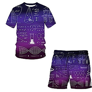 Sets Pride Outfit Cute Outfits Two Men's Outfits 2 Piece Lightweight Relaxed-Fit Short Sleeve T-Shirts and Printed Shorts Breathable Sportswear Hawaiian Outfits for Couples Men 2
