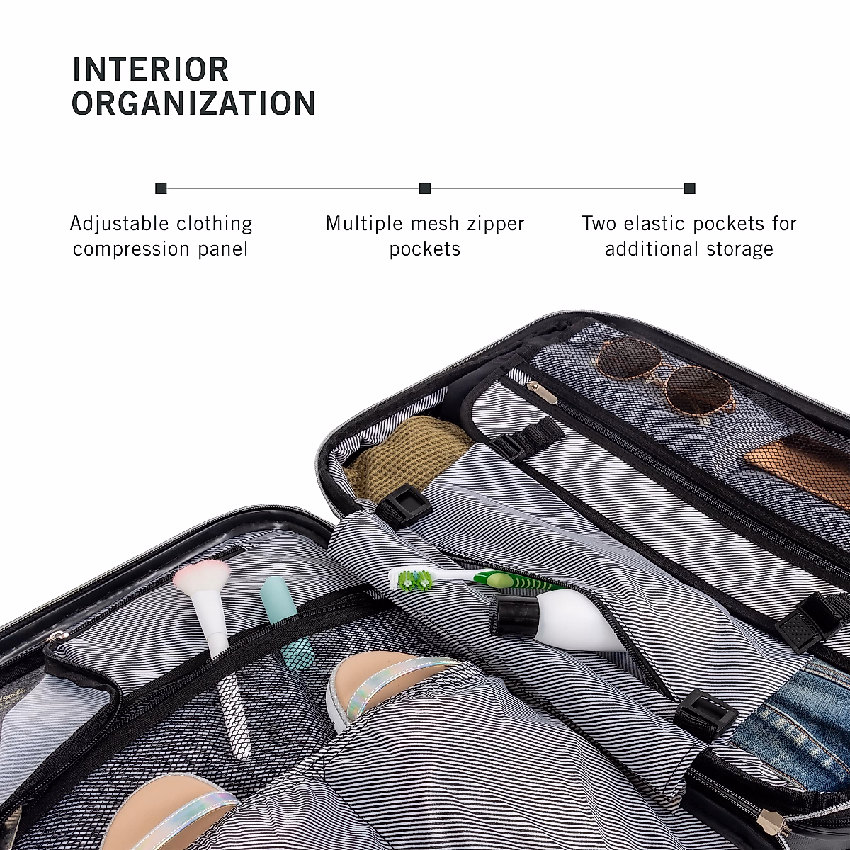 Kenneth Cole REACTION Diamond Tower Collection Lightweight Hardside Expandable 8-Wheel Spinner Travel Luggage, Black, 2-Piece Bundle (Carry On + Backpack)