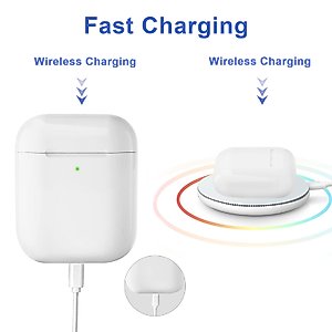 Wireless Charging Case for Air pod 1/2, Charger Case Replacement with Sync Button and Built-in 450 mAH Battery, No Earbuds Include