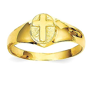 IceCarats 14K Yellow Gold Holy Cross Ring Christian Religious Band Size 4