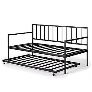 ZINUS Eden Metal Daybed with Trundle / Mattress Foundation with Steel Slat Support / Easy Assembly, Twin