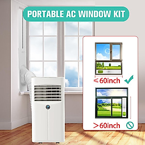 Nihoney Portable Air Conditioner Window Vent Kit with Exhaust Hose 5.1 Inch Diameter, Adjustable 59 Inch Length Exhaust Hose for AC Seal Plate with Universal for Sliding Window