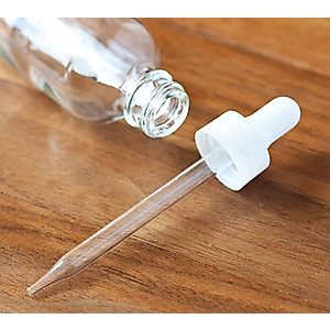 JUVITUS 2 oz Clear Glass Boston Round White Dropper Bottle (12 pack) + Funnel