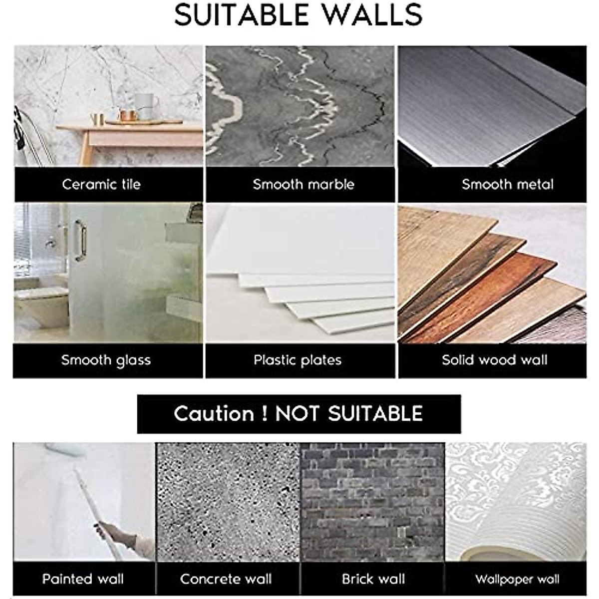 HUFEEOH Hand Towel Holder - Self Adhesive Bathroom Towel Bar Stick on Wall - SUS 304 Stainless Steel Brushed - Black