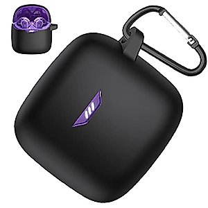 Miimall Case Compatible with JBL Tune Flex Case Cover, [Anti-Lost Keychain] [Scratch Resistance] Dust-Proof Protective Silicone Case for JBL Tune Flex with Carabiner Case Cover(Black)