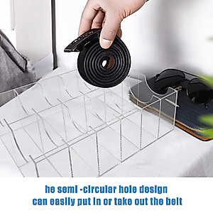 Hlimior Belt Organizer, Acrylic 12 Compartments Belt Container Storage Holder, Acrylic Belt Display Storage Box, Clear Belt Display Case for Closet Tie and Bow Watch Jewelry Bracelets Ring Cosmetic…