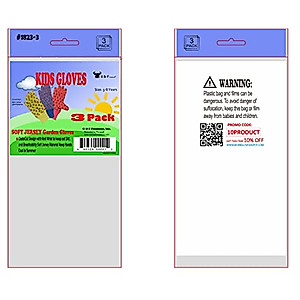 G & F Products 1823-3 JustForKids Soft Jersey Kids Garden Gloves, Kids Work Gloves, 3 Pairs Green/Red/Blue per Pack