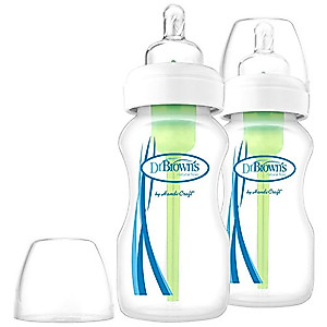 Dr. Brown's Options Wide Neck Glass Bottles, 2 Pack, Clear, 9 Ounce