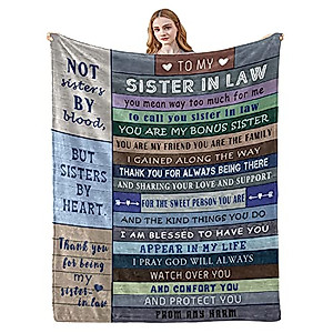 Sister in Law Birthday Gifts - Gifts for Sister in Law - Sister in Law Gifts Blanket - Sister in Law Gifts for Women - Anniversary Valentine Wedding Sister in Law Gifts - Bonus Sister Gifts 60"X 50"