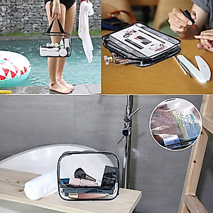 APREUTY Clear Makeup Bags, TSA Approved 6 Pcs Cosmetic Makeup Bags Set Clear PVC with Zipper Handle Portable Travel Luggage Pouch Airport Airline Vacation Organization (Clear)